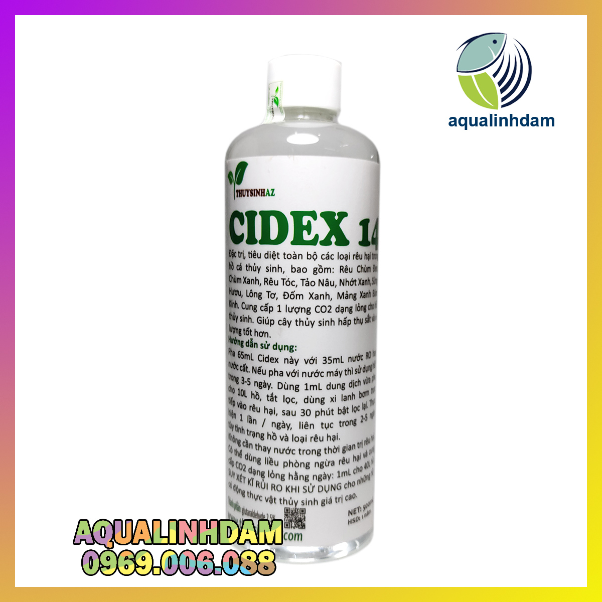 DUNG DỊCH PHÒNG VÀ TRỊ RÊU HẠI CHO BỂ THỦY SINH - CIDEX 14- CHAI 500ML